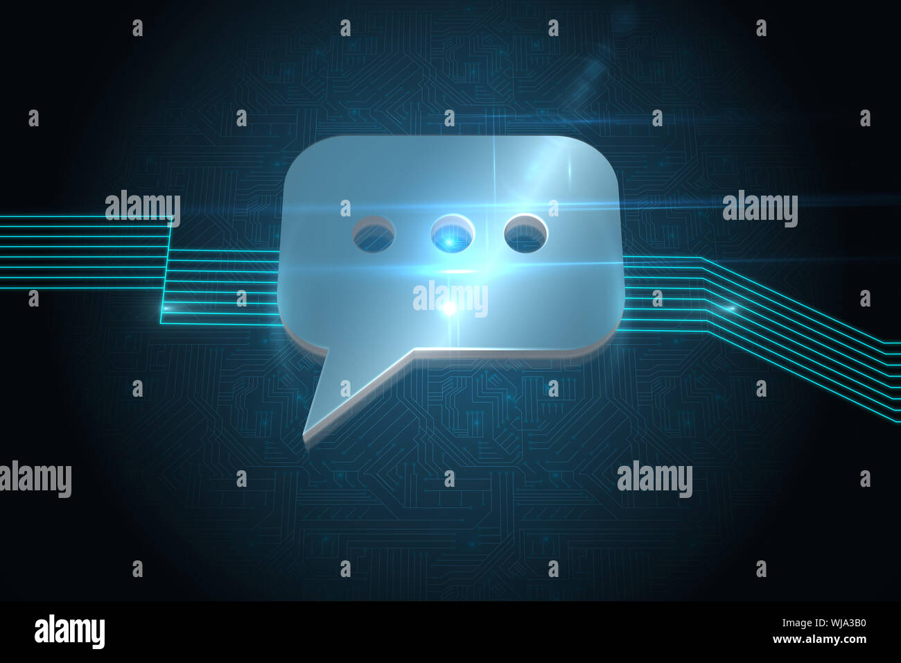 Shiny message icon on black background Stock Photo - Alamy