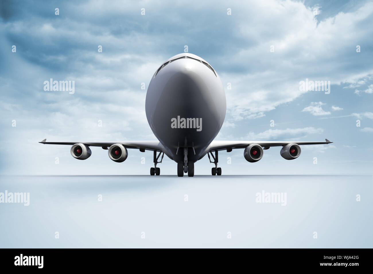 3D plane standing on white ground Stock Photo - Alamy