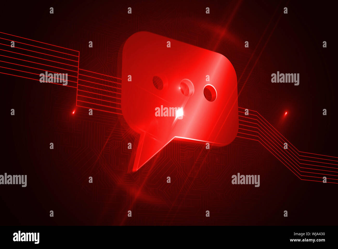 Shiny red message icon on black background Stock Photo - Alamy
