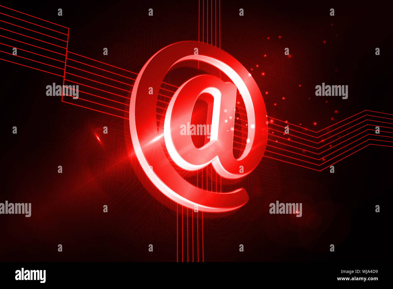 Shiny red at icon on black background Stock Photo - Alamy