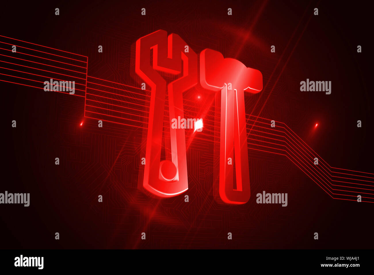 Shiny red tools on black background Stock Photo - Alamy