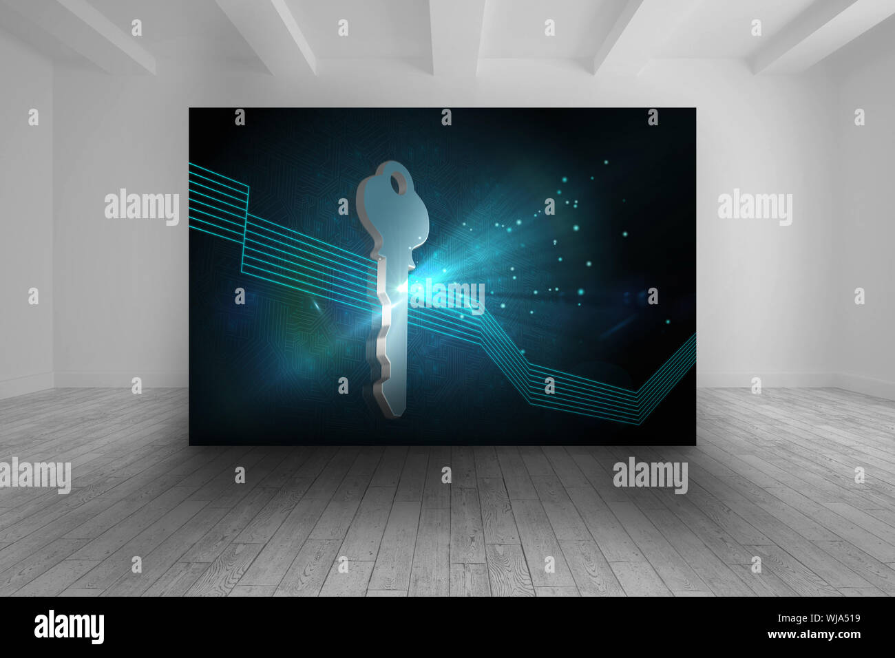 Room with futuristic picture of key Stock Photo - Alamy