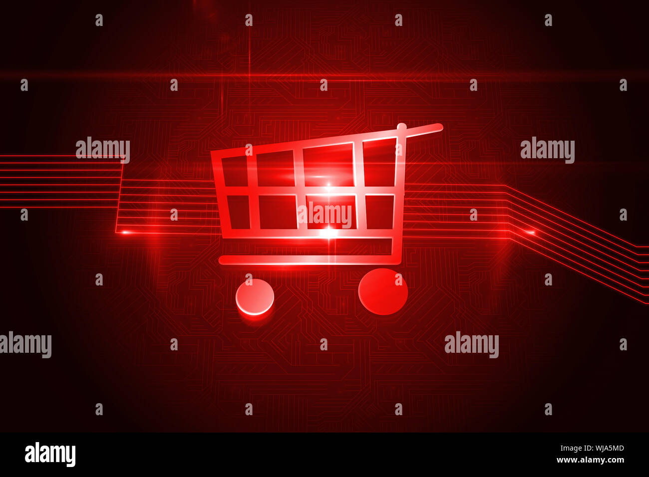Shiny red trolley on black background Stock Photo - Alamy