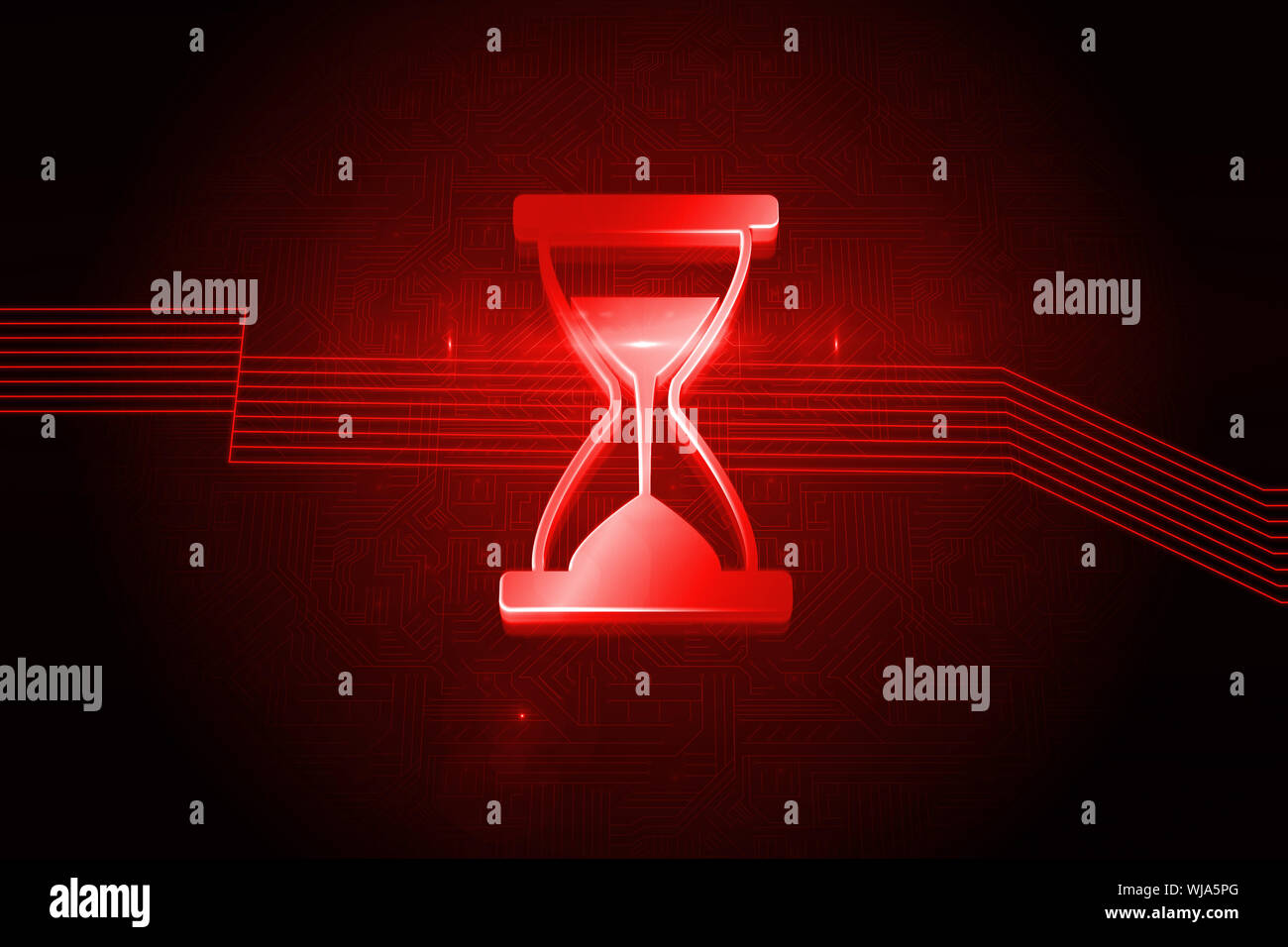 Shiny red hourglass on black background Stock Photo - Alamy
