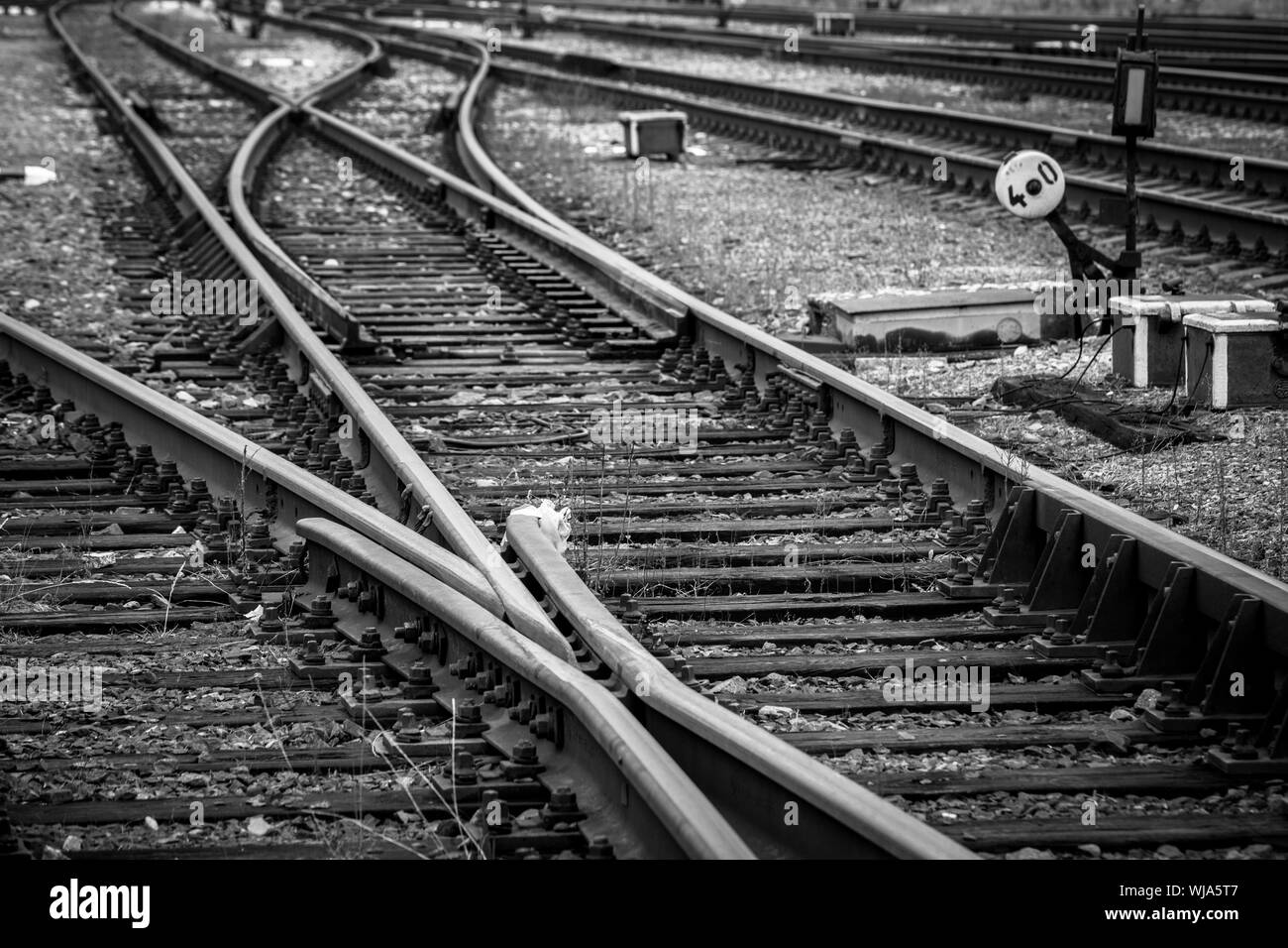 Perspective view train tracks Black and White Stock Photos & Images - Alamy