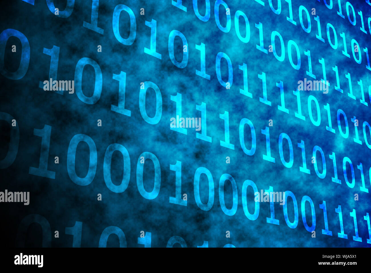 Shiny blue binary code on black background Stock Photo - Alamy