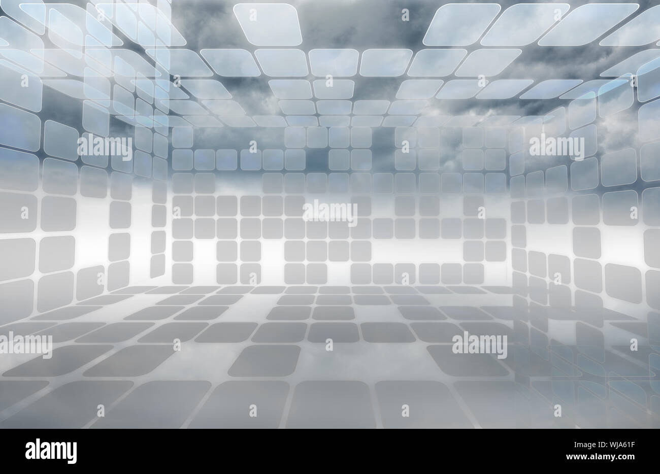 Futuristic grey room of squares Stock Photo - Alamy