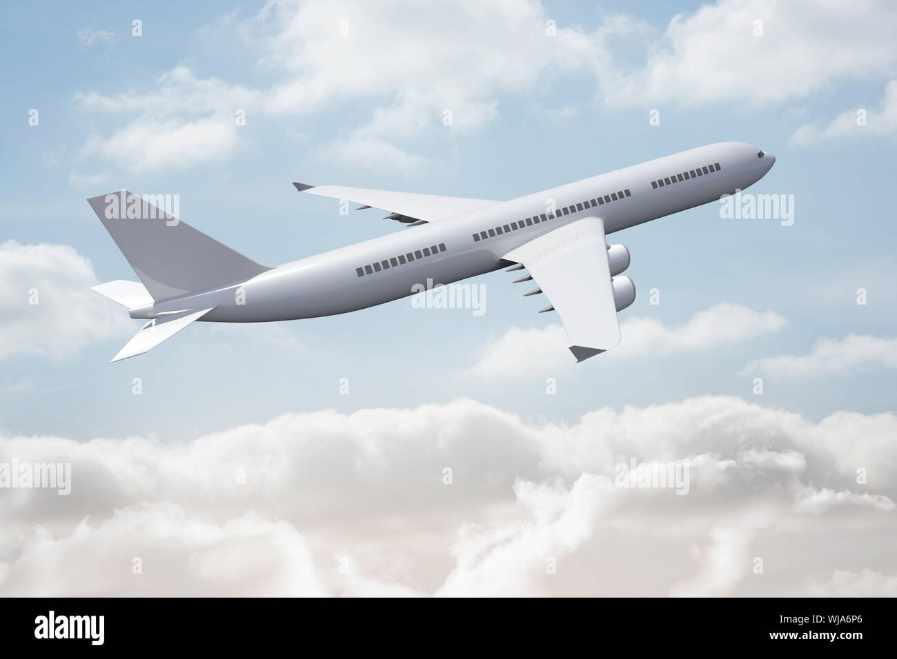 3D plane flying in the sky Stock Photo - Alamy
