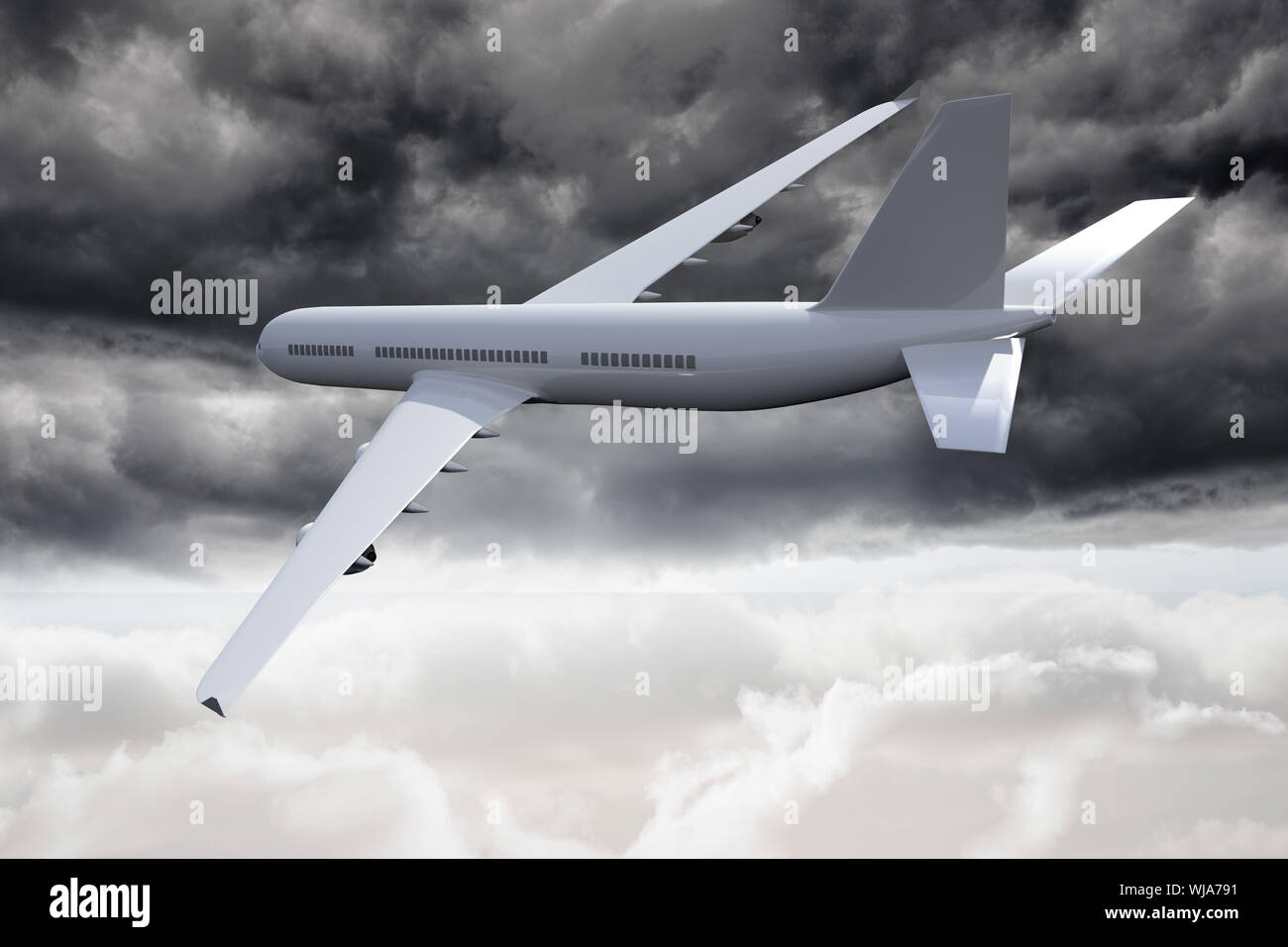 3D plane flying in the sky Stock Photo - Alamy