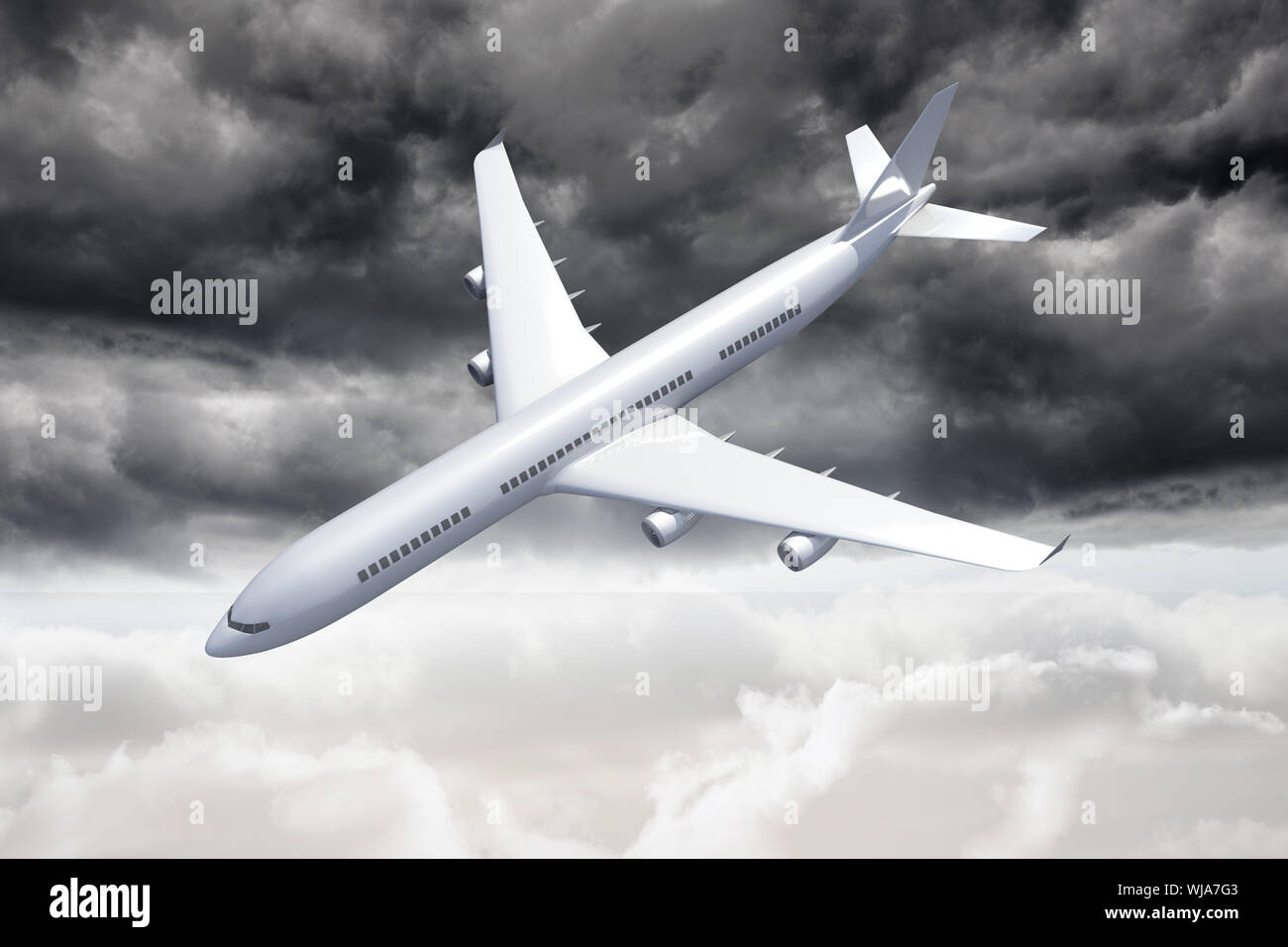 3D plane falling in the sky Stock Photo - Alamy