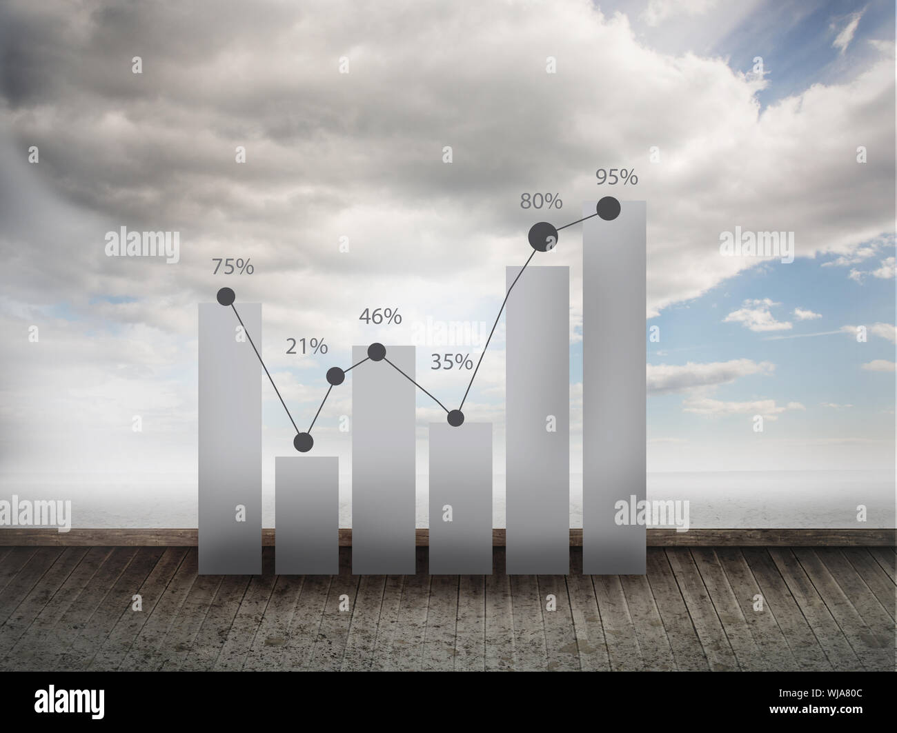 Statistic on sky background Stock Photo - Alamy