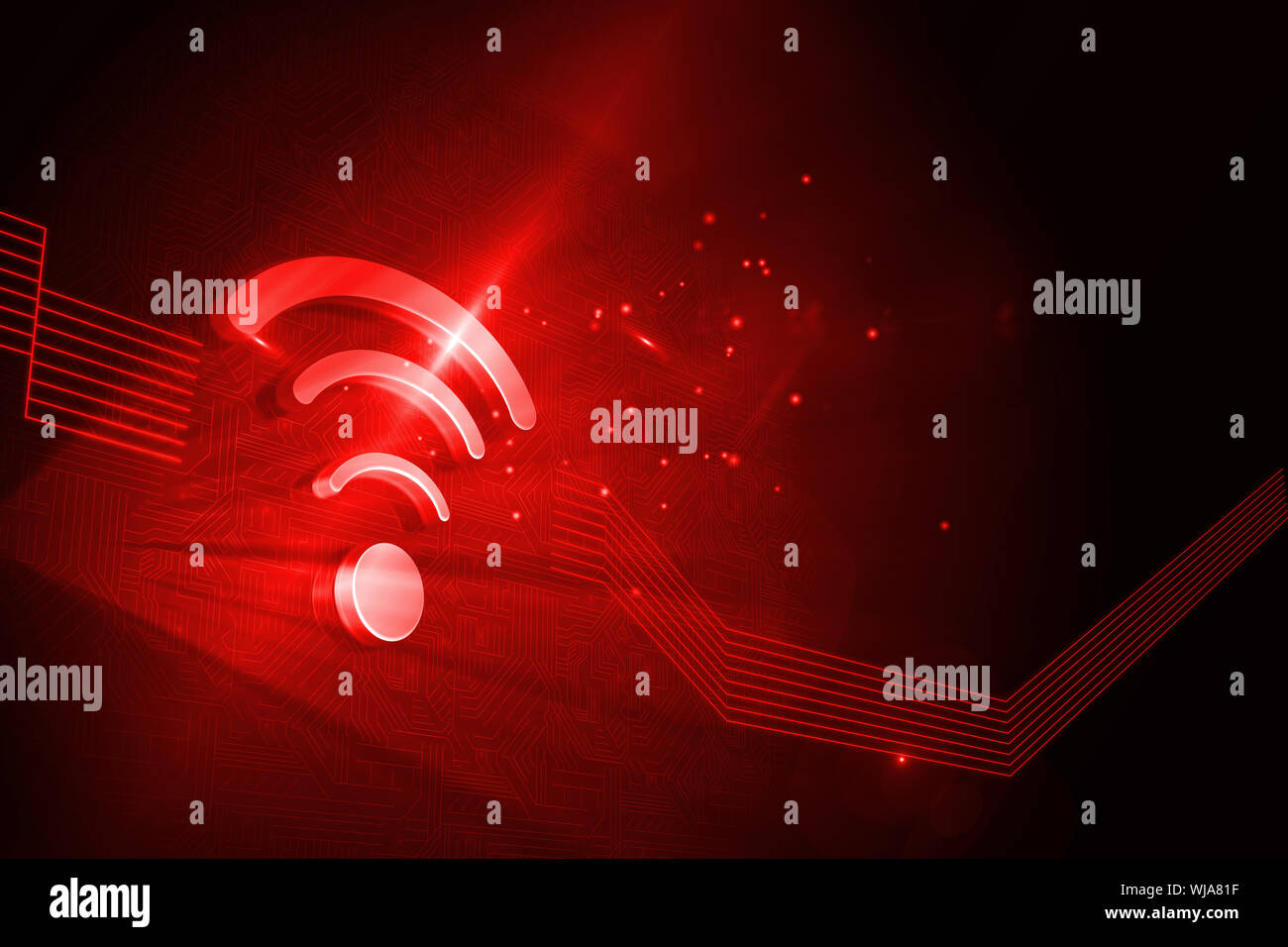 Shiny red wifi icon on black background Stock Photo - Alamy