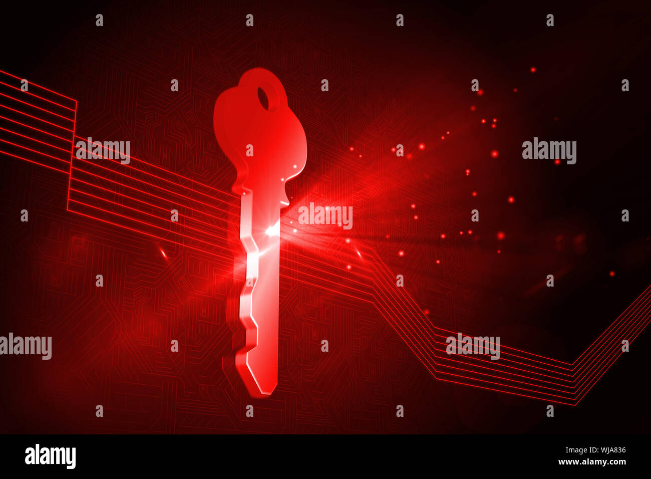 Shiny red key on black background Stock Photo - Alamy