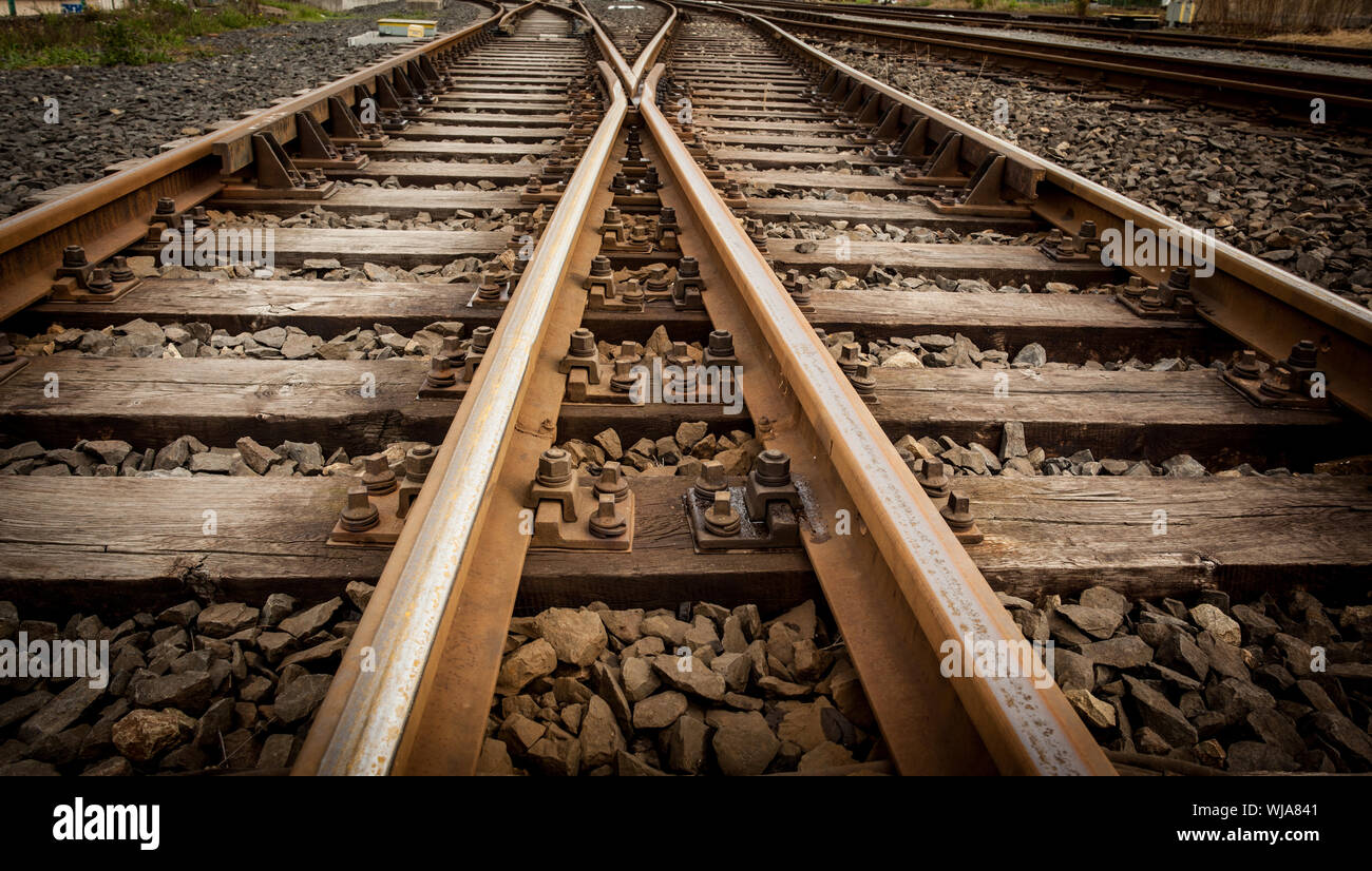 Detail shot of railway tracks Stock Photo - Alamy