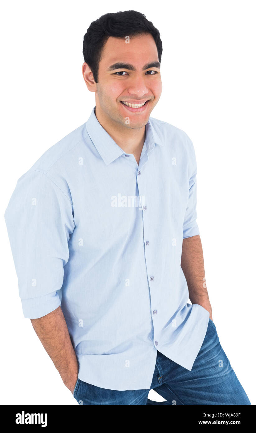 Smiling casual man standing Stock Photo - Alamy