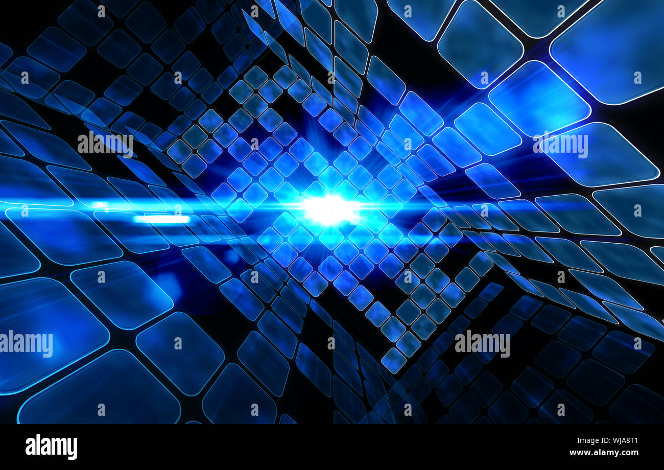 Room of shiny blue squares Stock Photo - Alamy