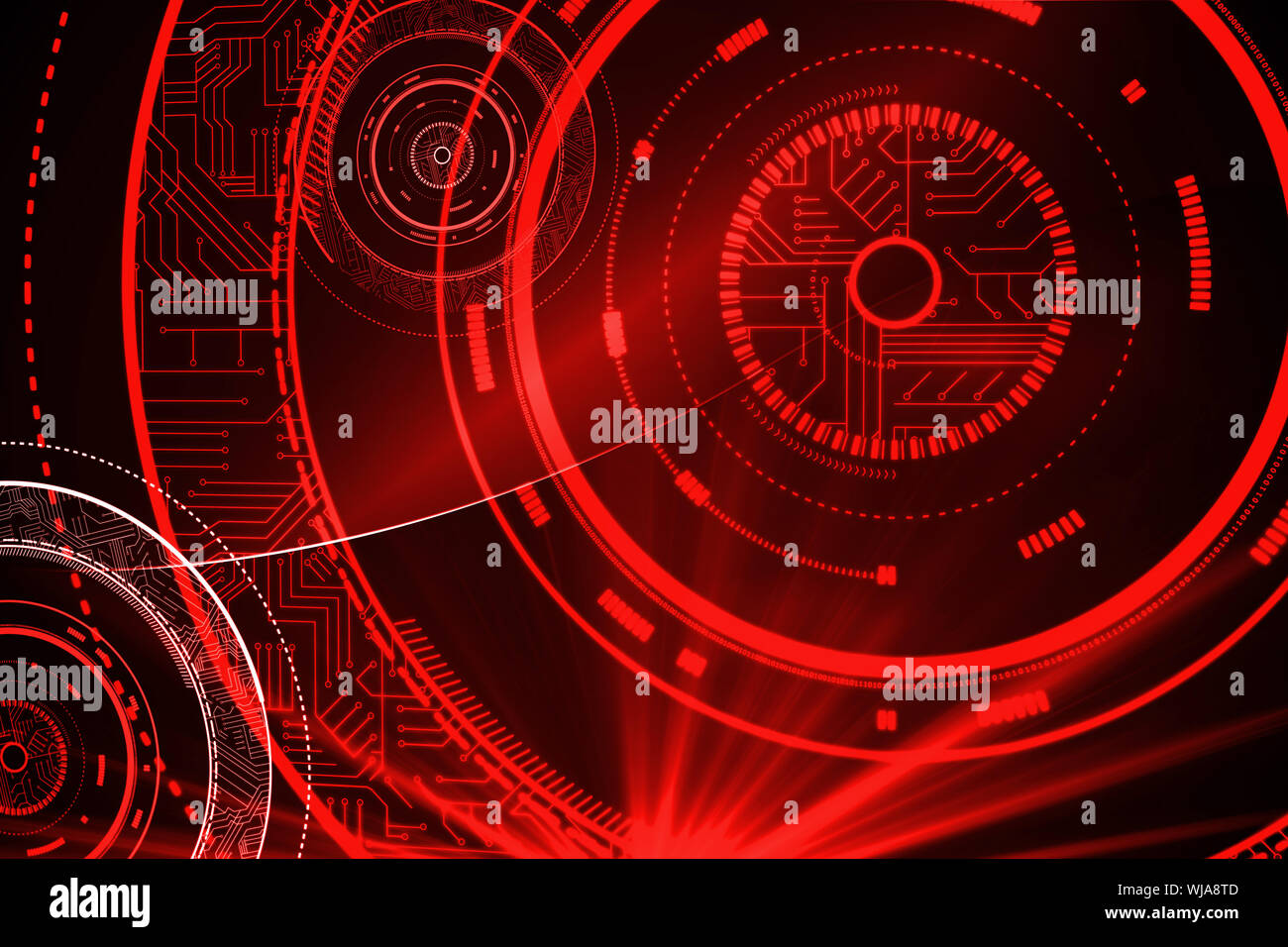 Shiny red circles on black background Stock Photo - Alamy