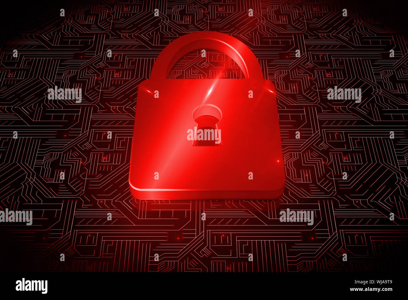 Shiny red lock on black background Stock Photo - Alamy
