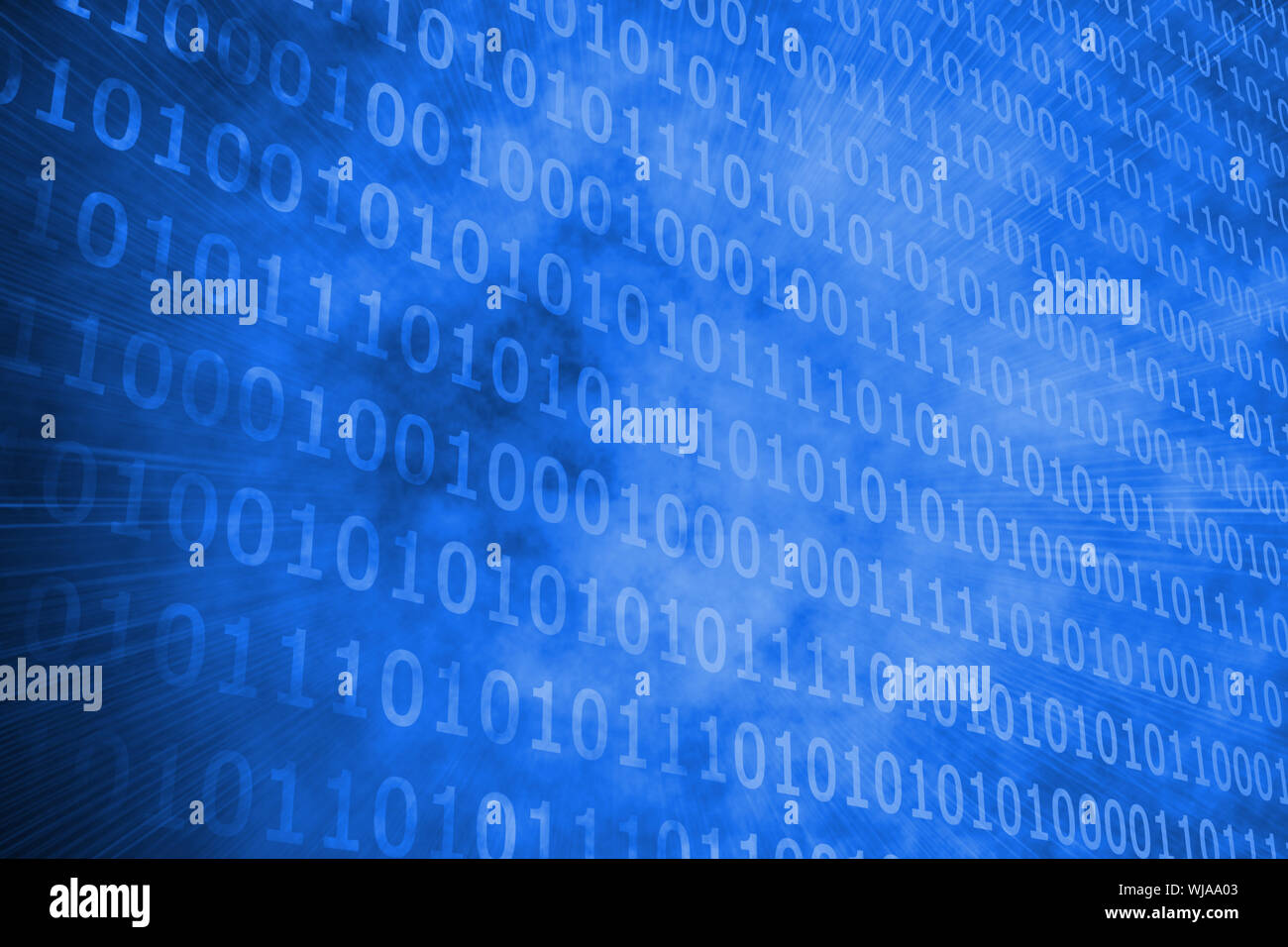 Glowing futuristic binary code on blue background Stock Photo - Alamy