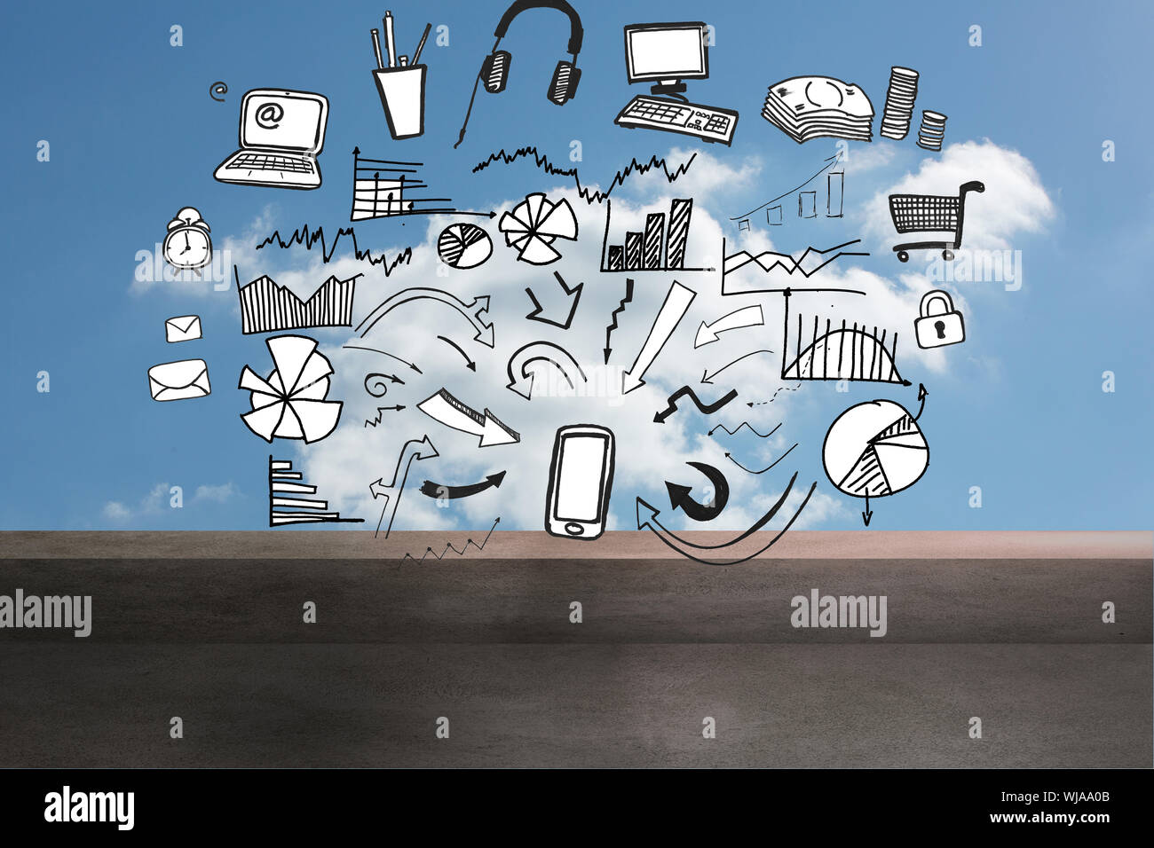 Graphics drawn on sky Stock Photo - Alamy