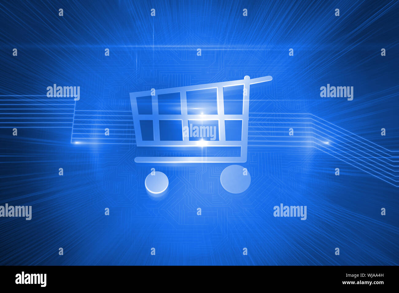 Shiny trolley on blue background Stock Photo - Alamy