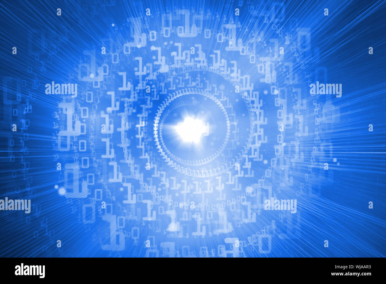 Bright futuristic binary code spiral on blue background Stock Photo - Alamy