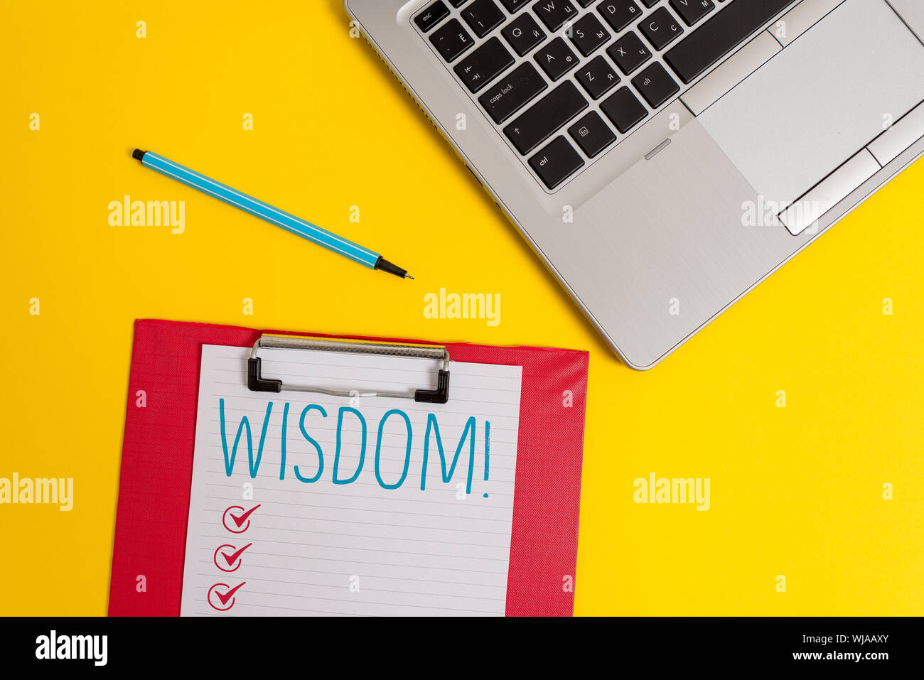 Writing note showing Wisdom. Business concept for quality having ...