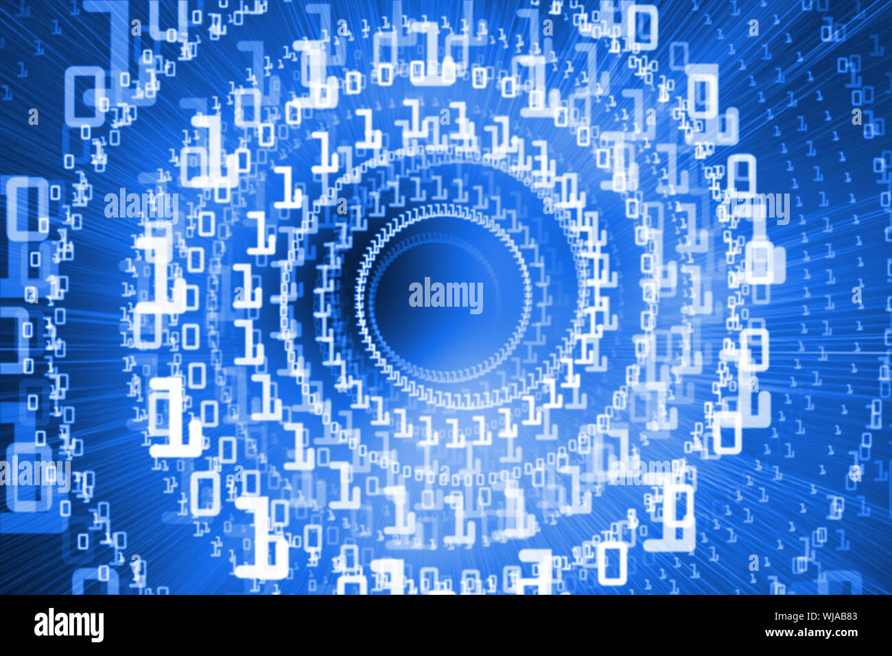 Bright futuristic binary code spiral on blue background Stock Photo - Alamy