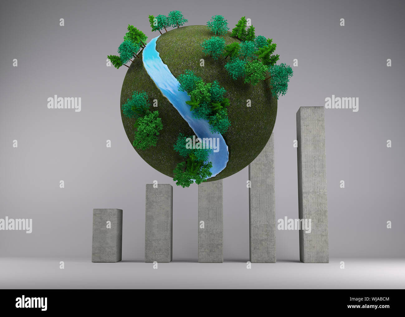 Digitally generated earth floating in front of graphs Stock Photo - Alamy