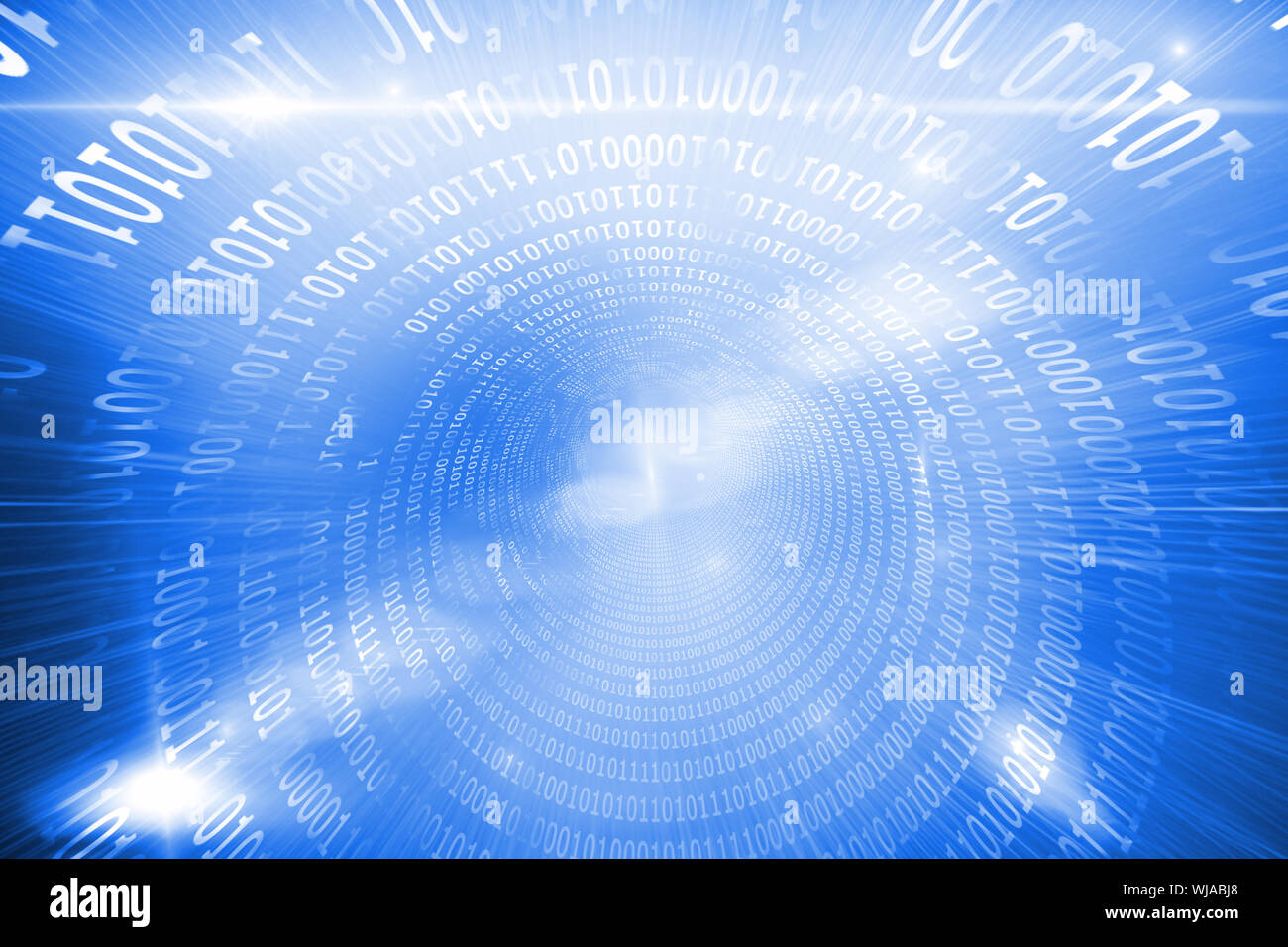 Shiny futuristic binary code spiral on blue background Stock Photo - Alamy