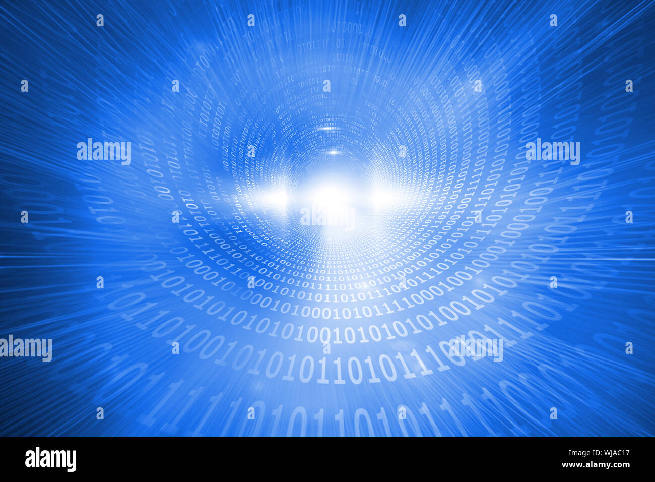 Shiny futuristic binary code spiral on blue background Stock Photo - Alamy