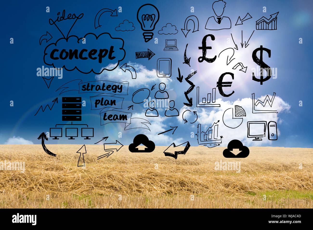 Business graphics over countryside Stock Photo - Alamy
