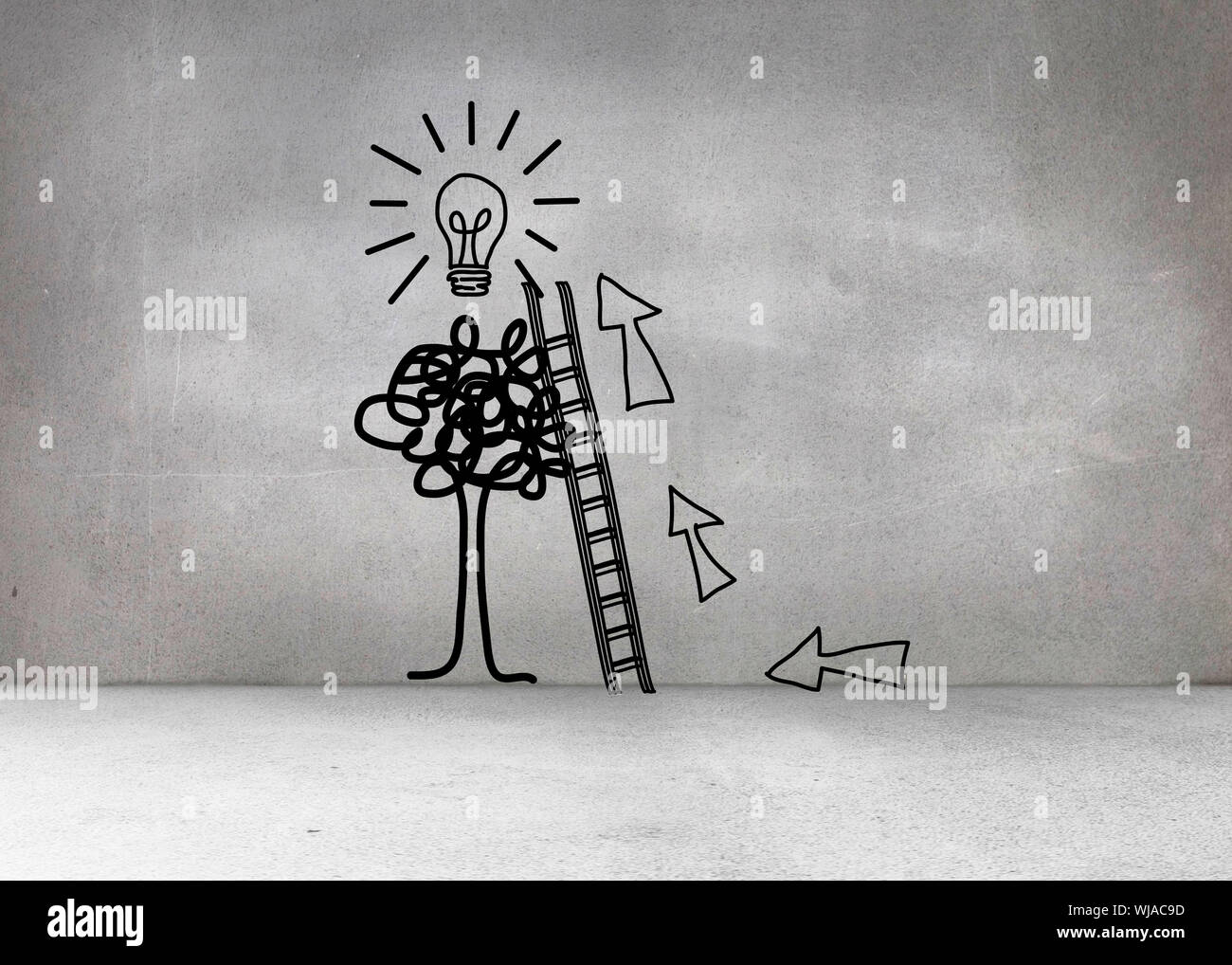 Idea tree on grey wall Stock Photo - Alamy