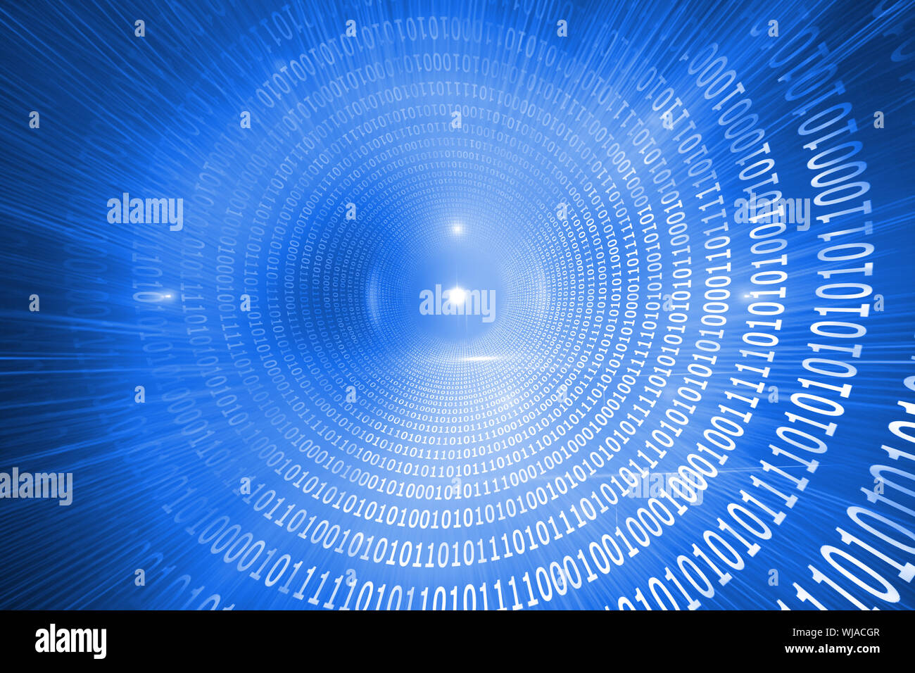 Glowing futuristic binary code spiral on blue background Stock Photo ...
