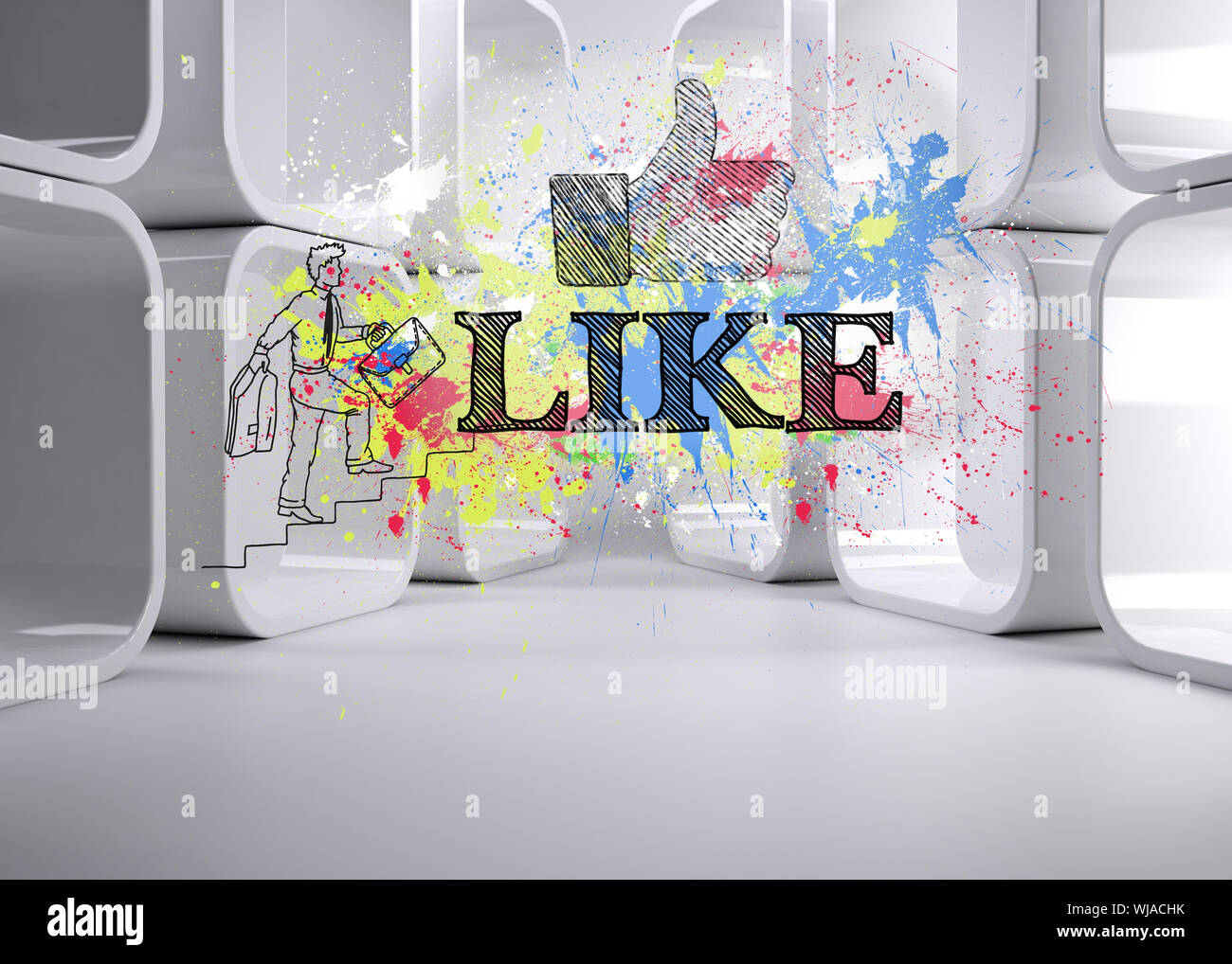 Like written over color splashes Stock Photo - Alamy