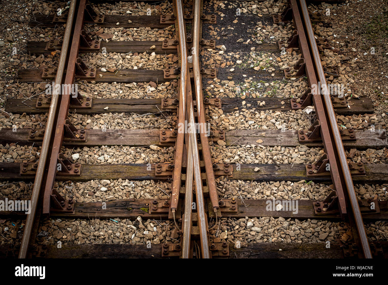 Detail shot of railway tracks Stock Photo - Alamy
