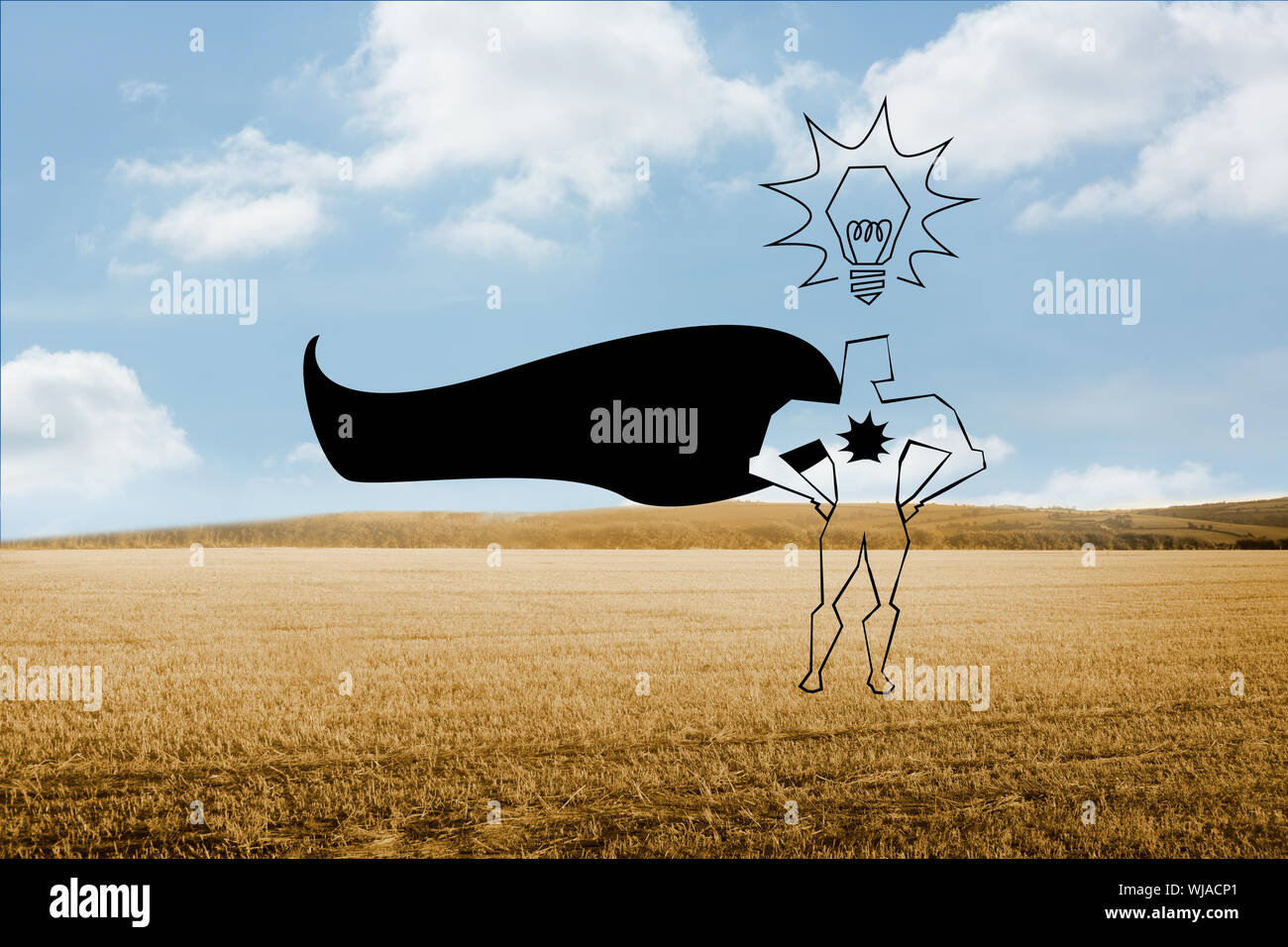 Superhero over countryside Stock Photo - Alamy