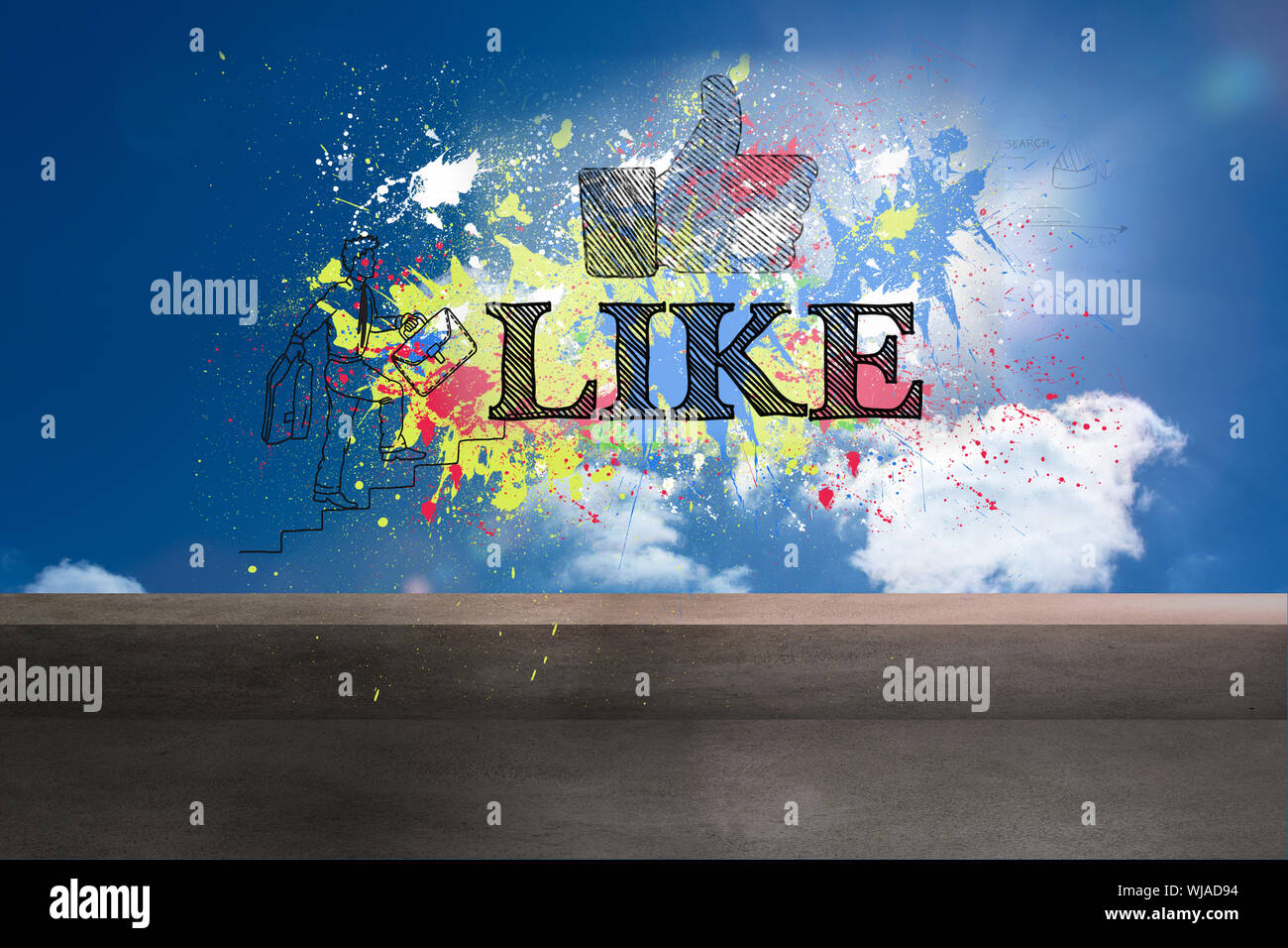 Like written over color splashes on sky Stock Photo - Alamy