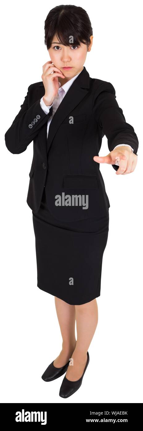 Woman thinking pointing camera hi-res stock photography and images - Alamy