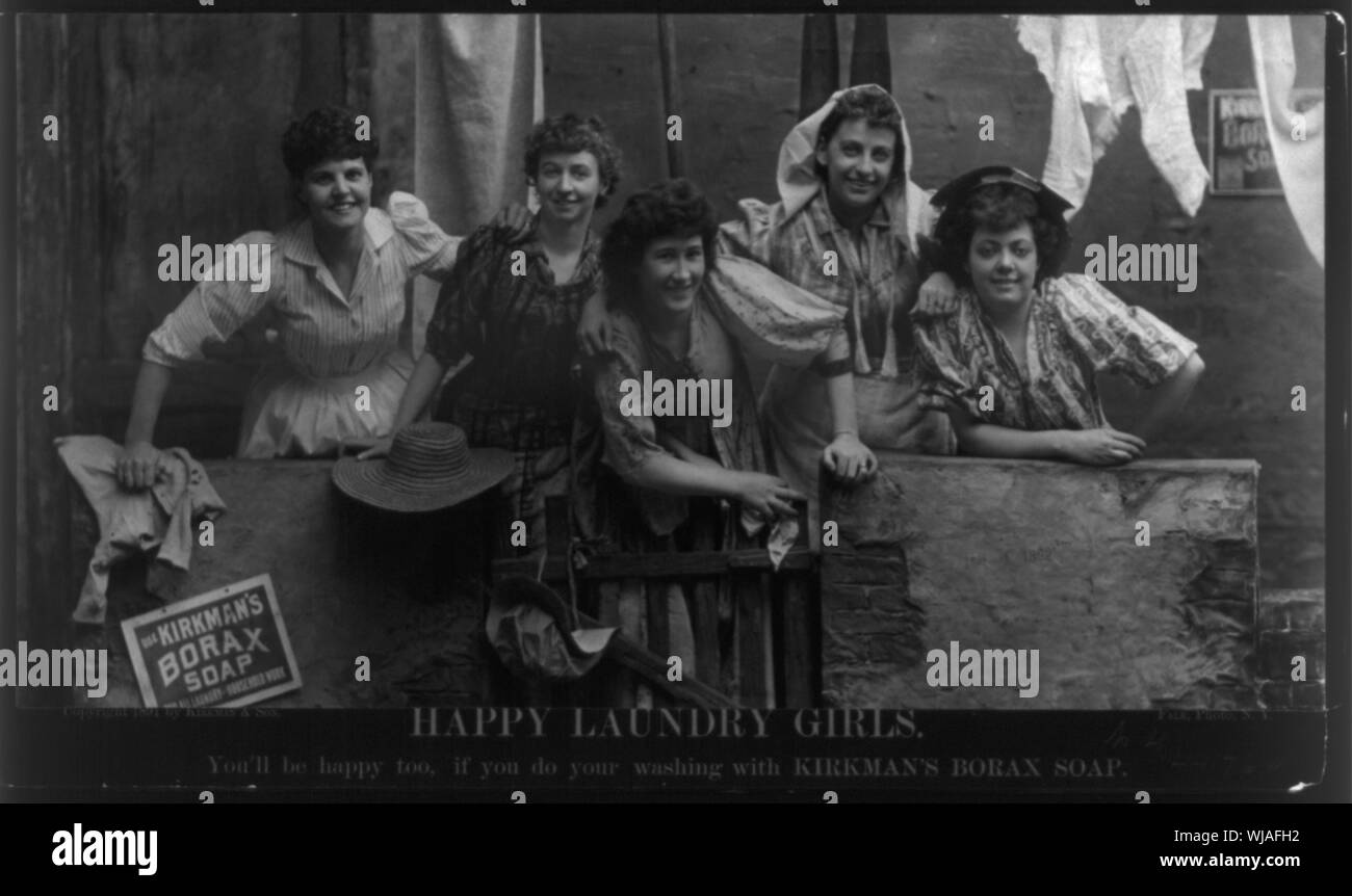 Happy Laundry Girls Stock Photo - Alamy