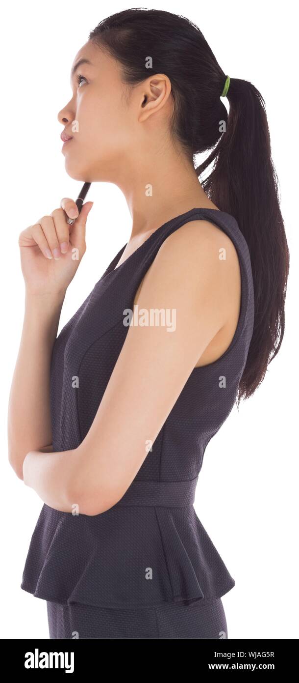 Focused thoughtful asian woman hi-res stock photography and images - Alamy