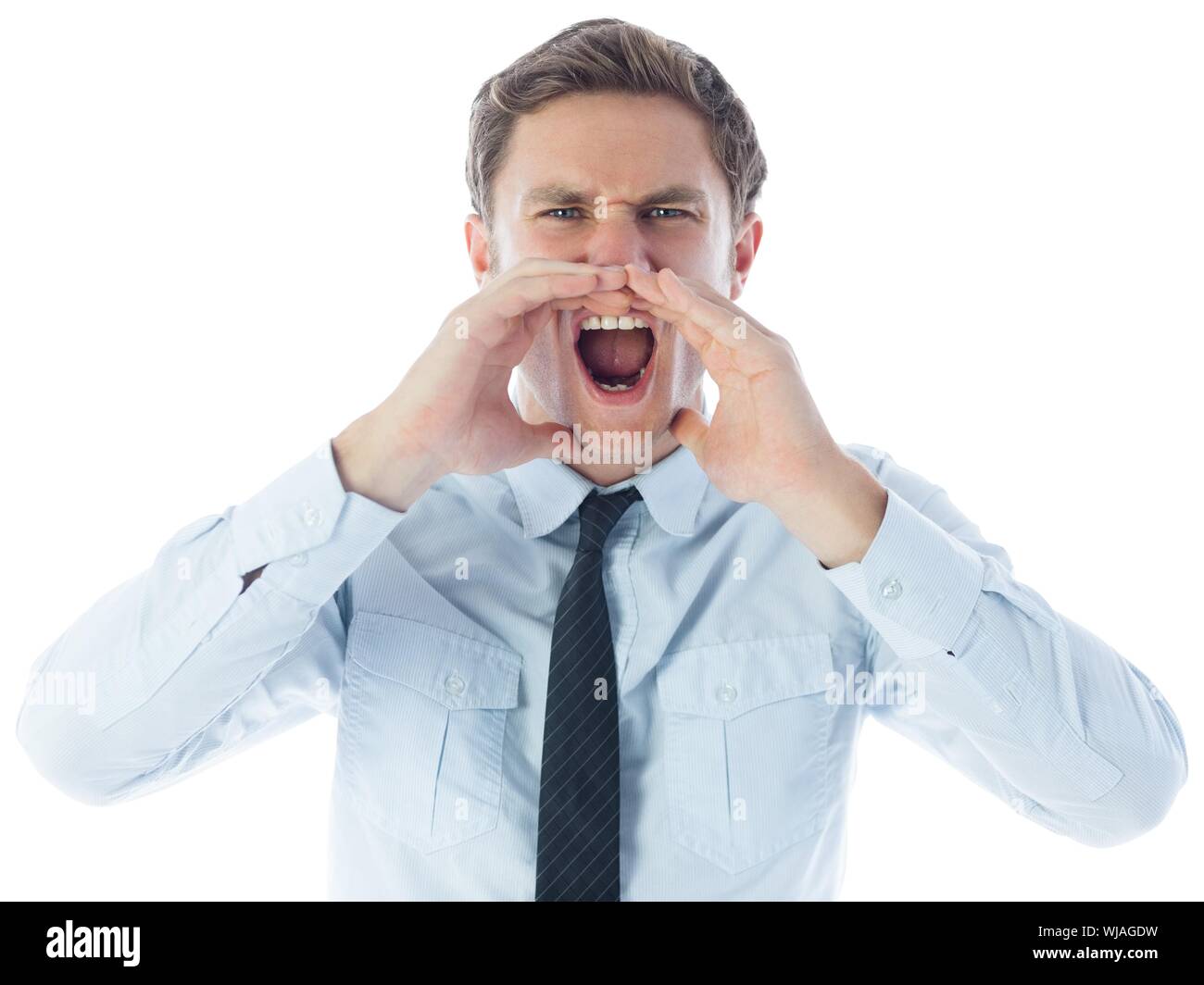 Angry businessman shouting Stock Photo - Alamy