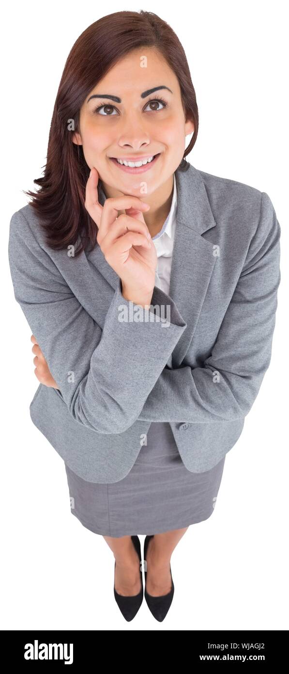Smiling thoughtful woman brown hi-res stock photography and images - Alamy