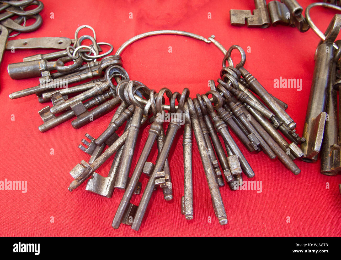 bunch of old iron keys for ancient locks Stock Photo - Alamy