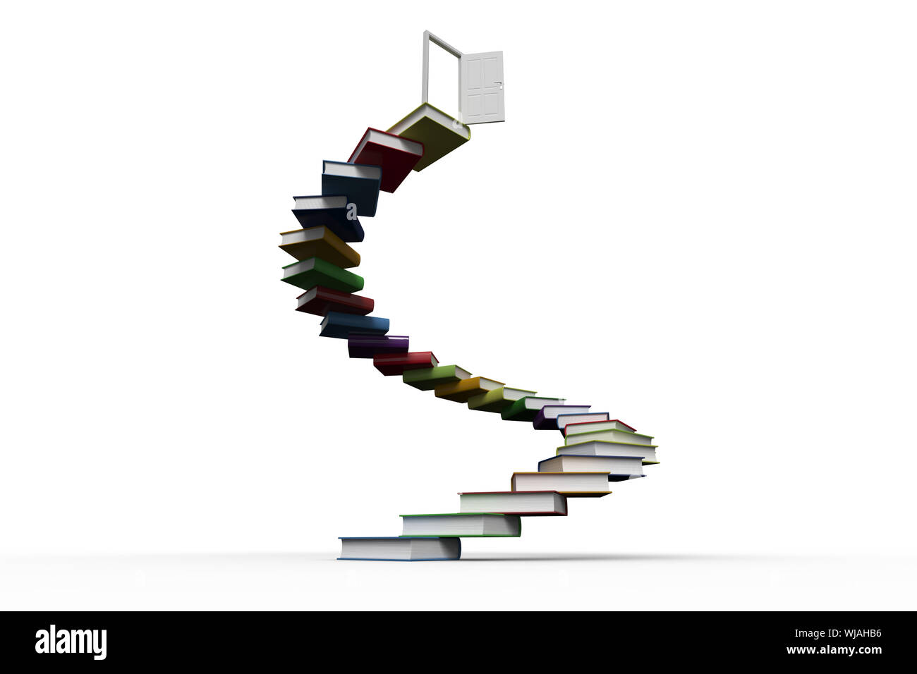 Steps made out of books with open door Stock Photo - Alamy