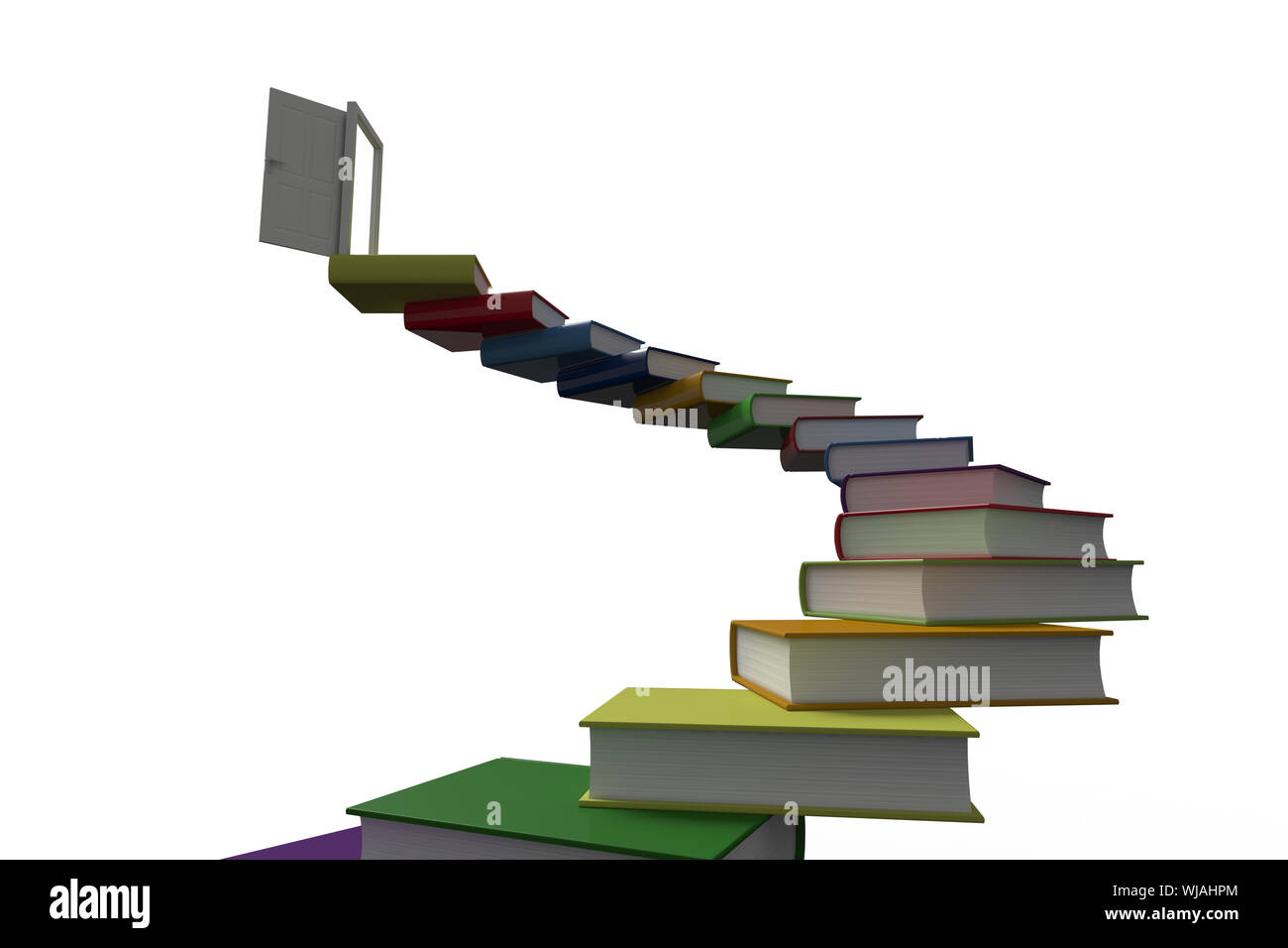 Steps made out of books with open door Stock Photo - Alamy
