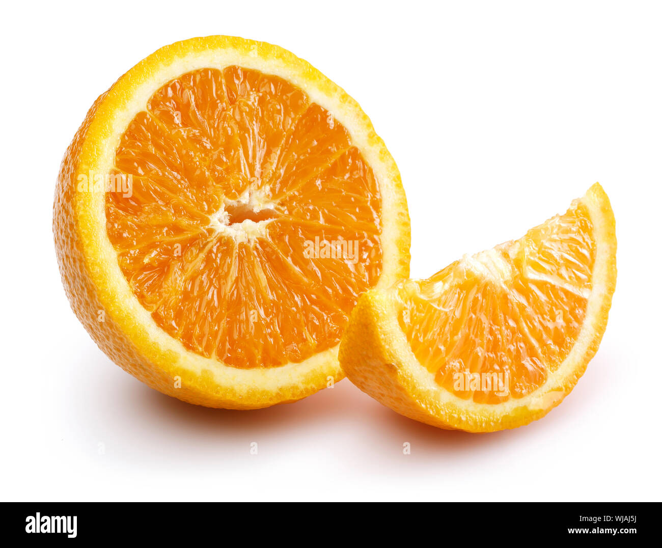 Half and slice fresh orange fruit isolated on white background Stock ...