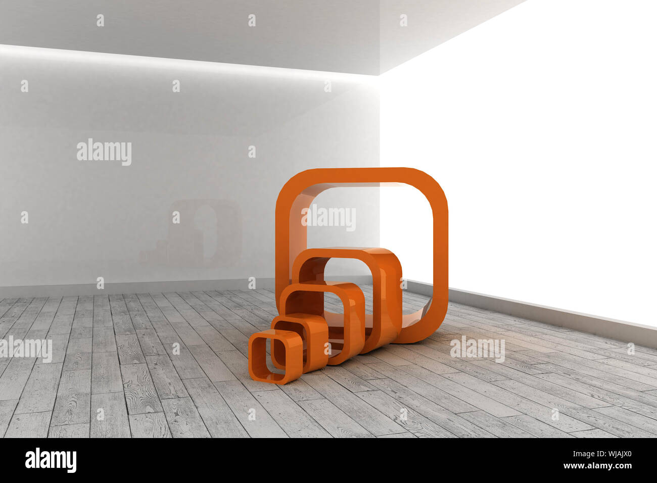 Orange structures in a grey room Stock Photo - Alamy
