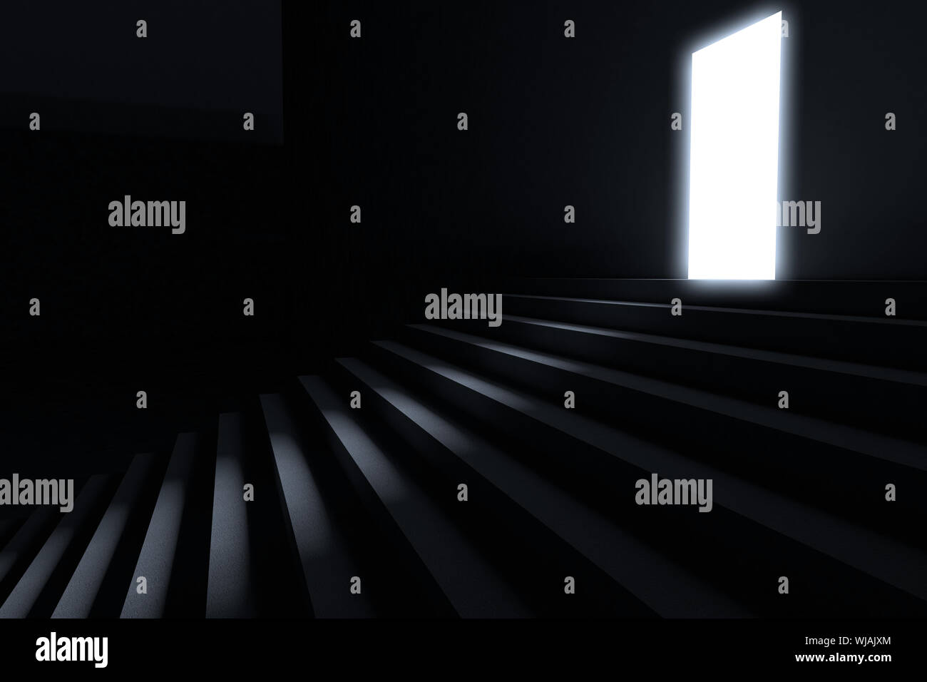 Steps leading to light in the darkness Stock Photo - Alamy
