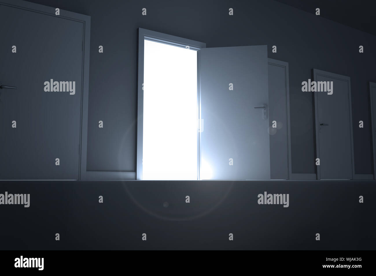 Door opening revealing light Stock Photo - Alamy